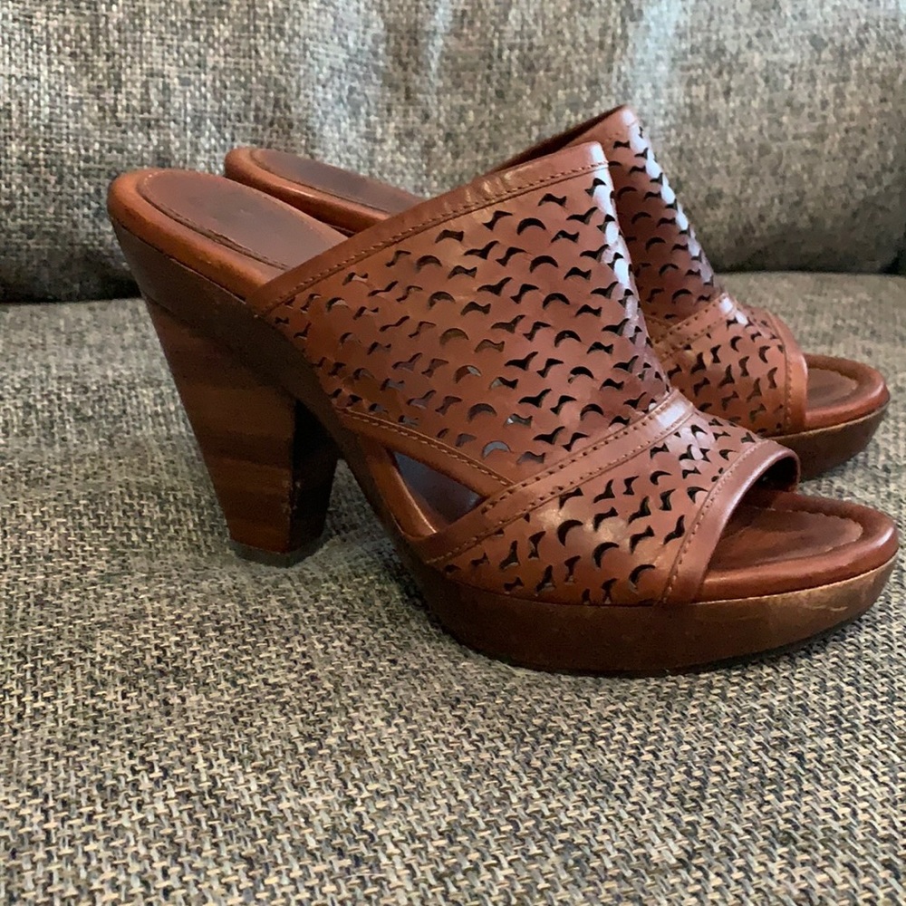 Frye Cognac Brown Leather Clog Sandals Size 11 - Gem